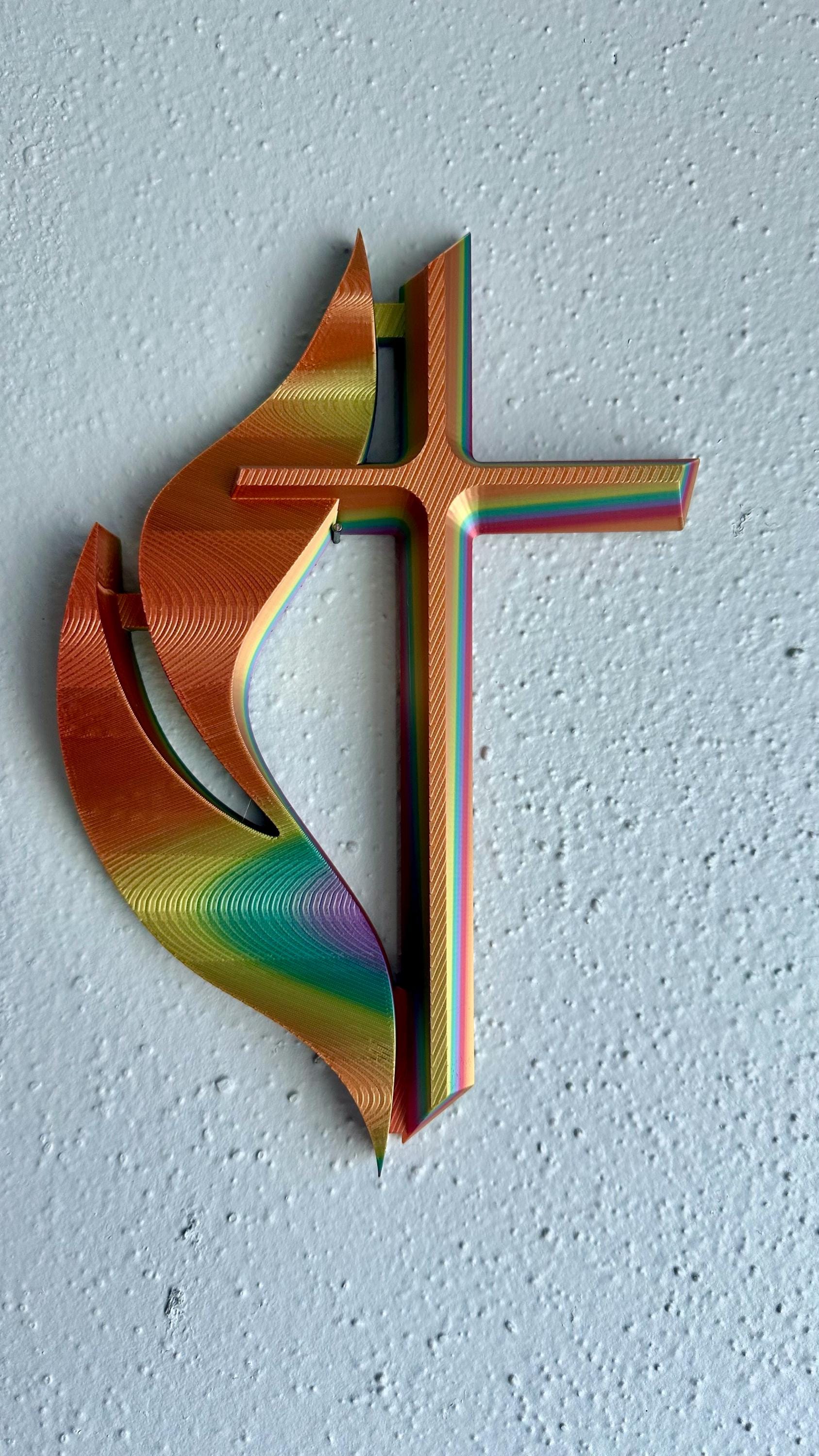 3D Printed United Methodist Cross in Rainbow Colors - Etsy