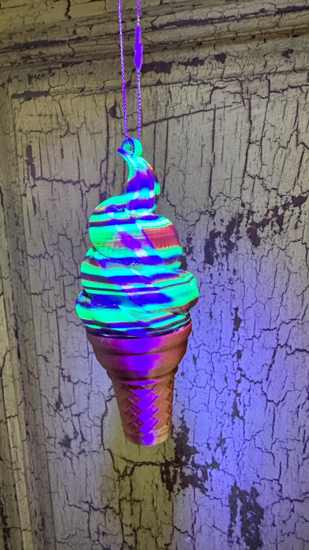 3D Multi-colored UV Ice Cream Cone Christmas Ornament - Etsy