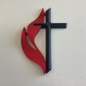 3D United Methodist Cross and Flame - Etsy