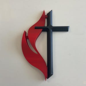 3D United Methodist Cross and Flame - Etsy