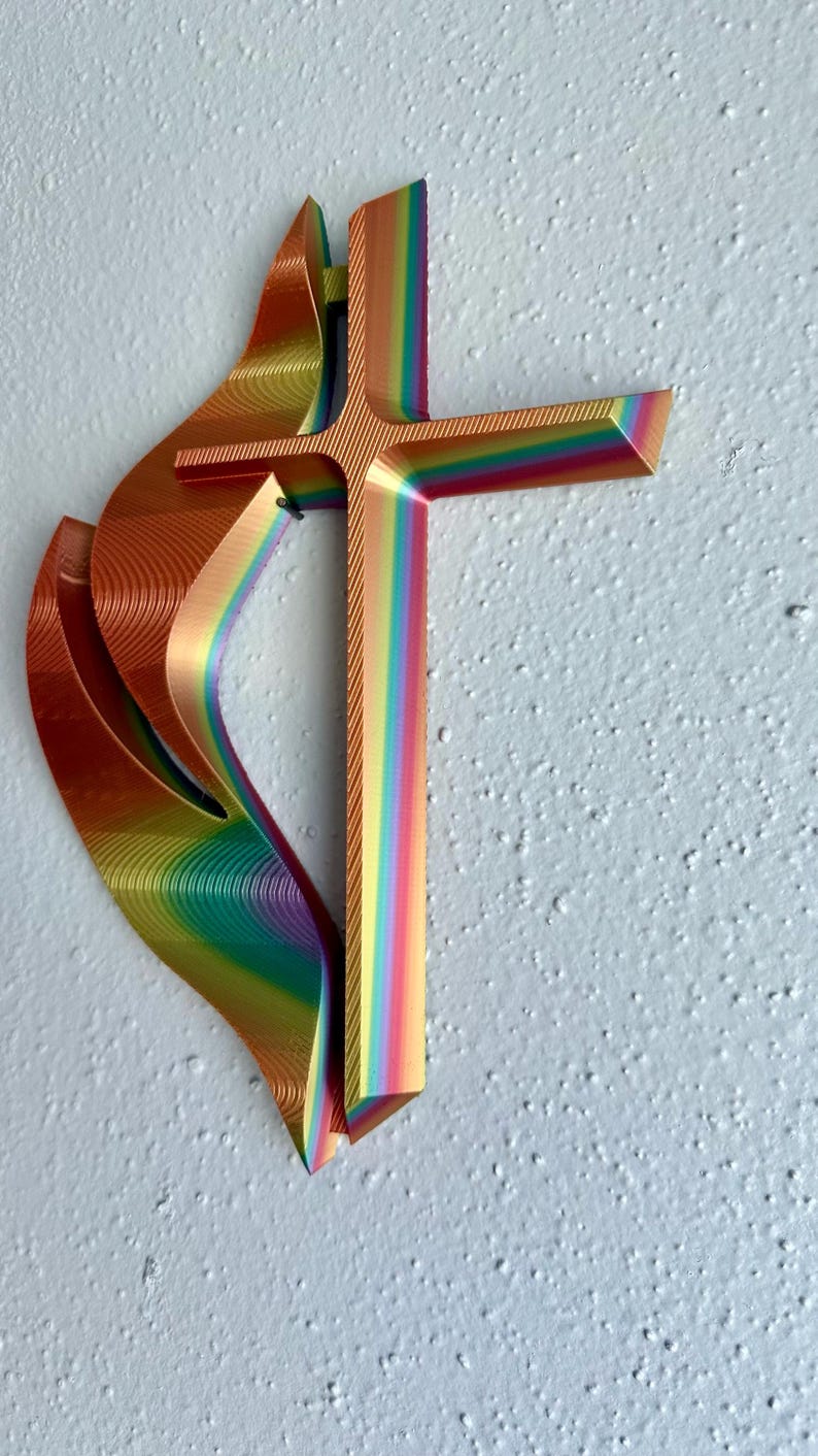 3D Printed United Methodist Cross in Rainbow Colors - Etsy