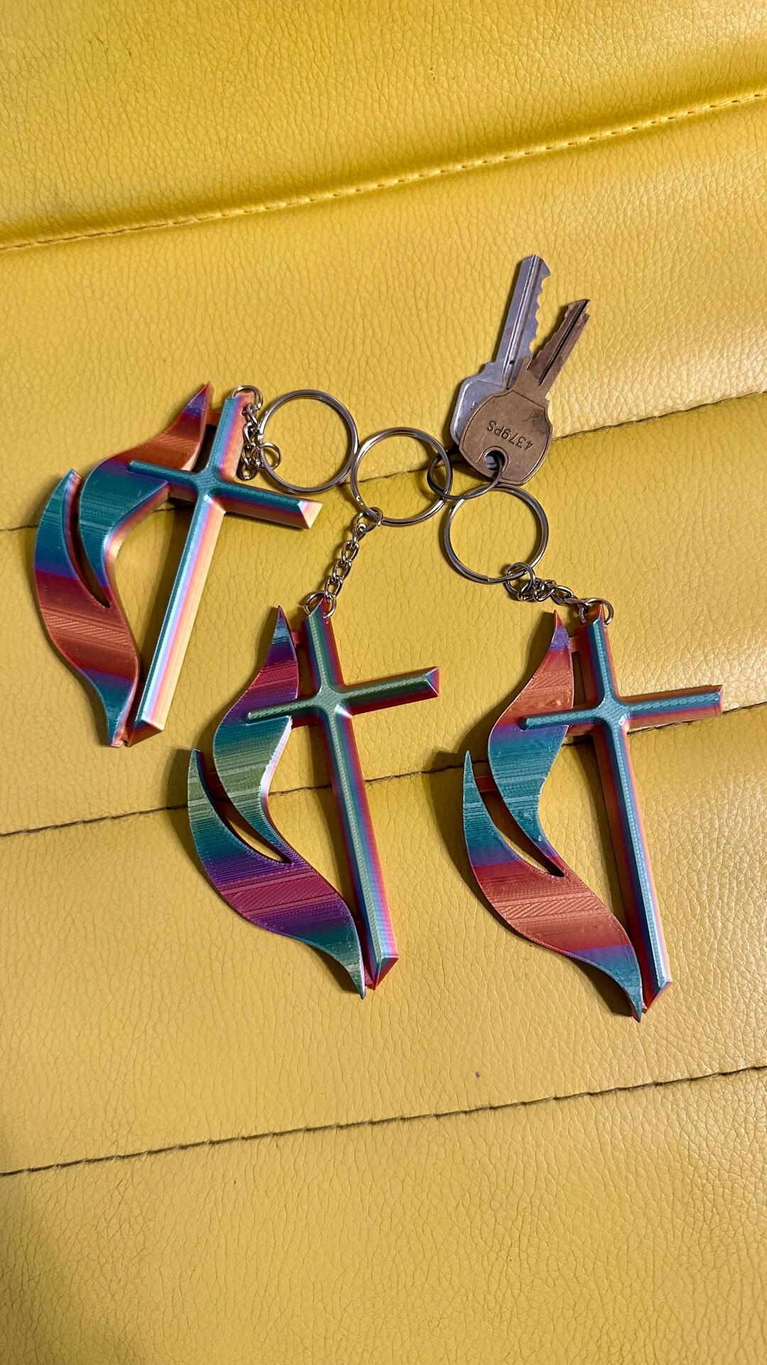 3d-printed United Methodist Cross and Flame Keychain 3 Pack - Etsy