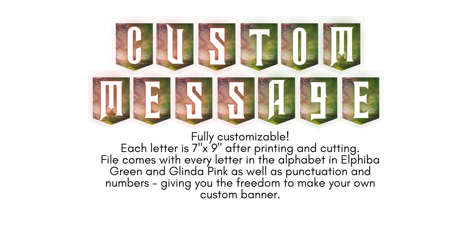 Wicked Elphaba Glinda Theme Happy Birthday Banner | Customizable ...