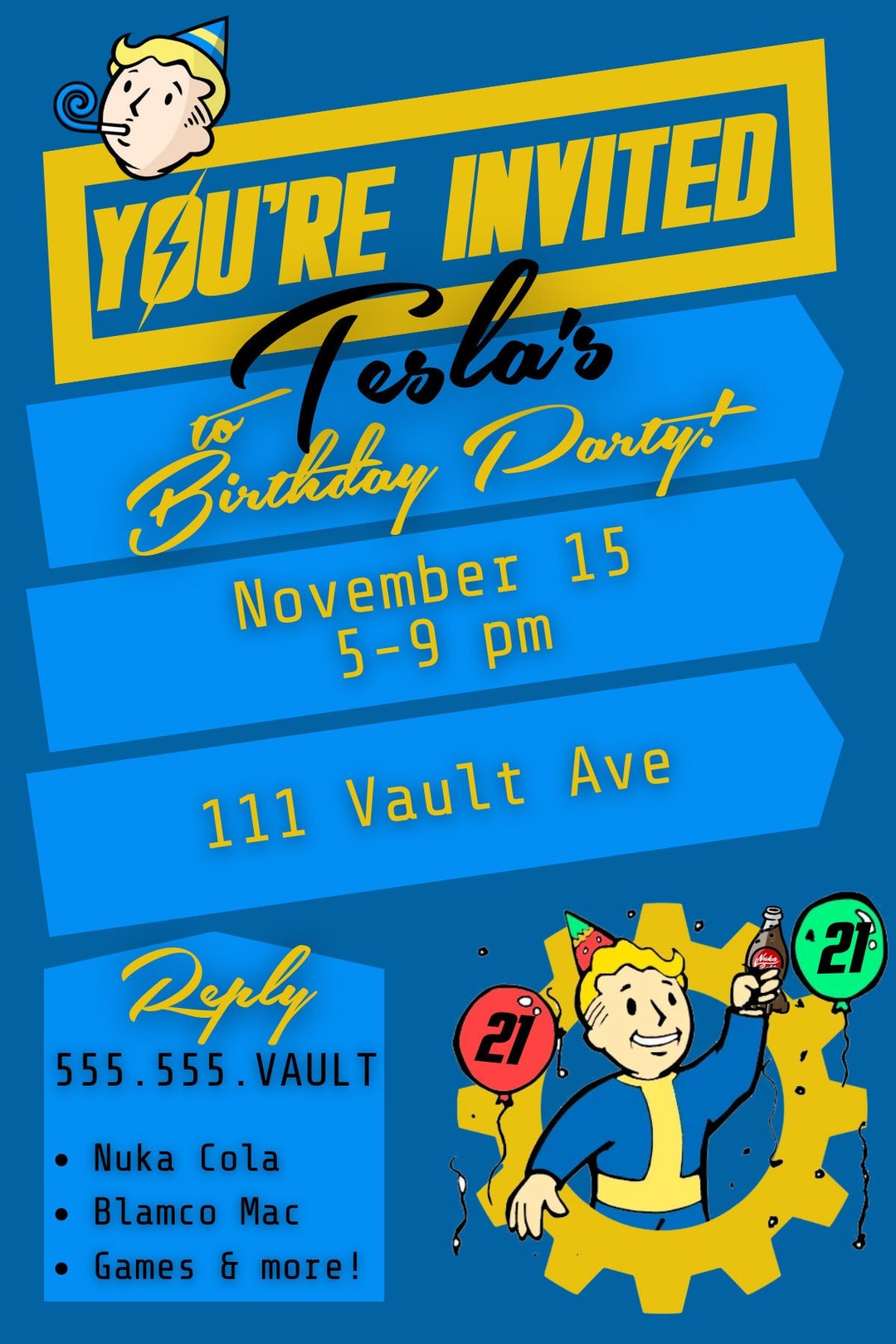 Custom Fallout-themed Party Invitation With Envelope 4x6 Printable ...