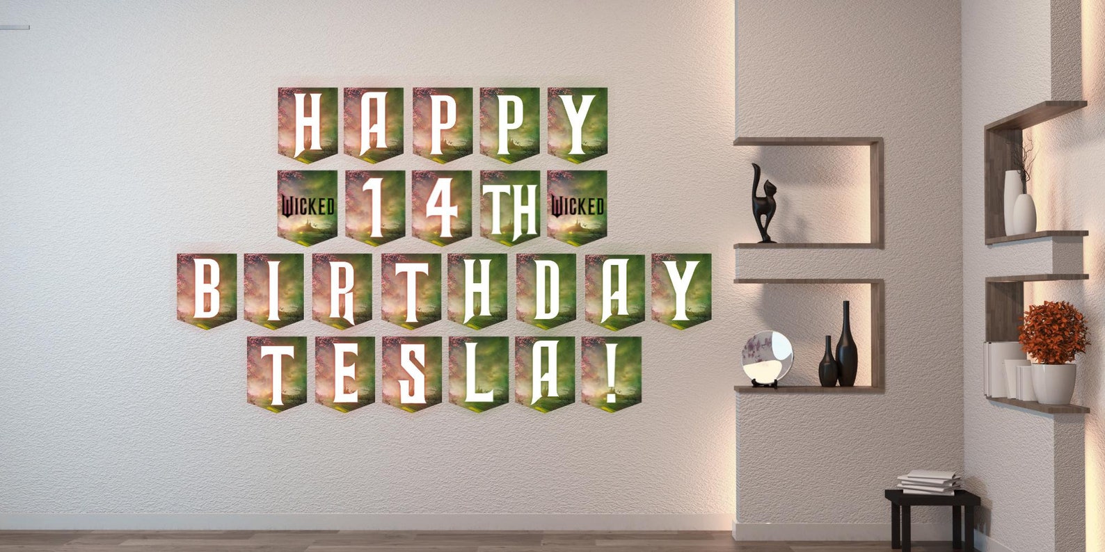 Wicked Elphaba Glinda Theme Happy Birthday Banner | Customizable ...