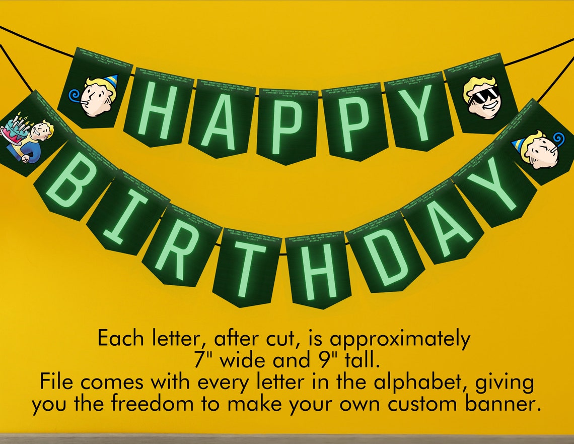 Fallout-themed Happy Birthday Banner | Customizable Alphabet Banner ...