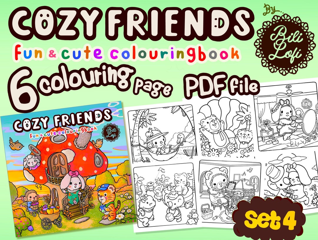 Cozyfriends Cutest Animals 6 Colouring Pages Set 4 - Etsy