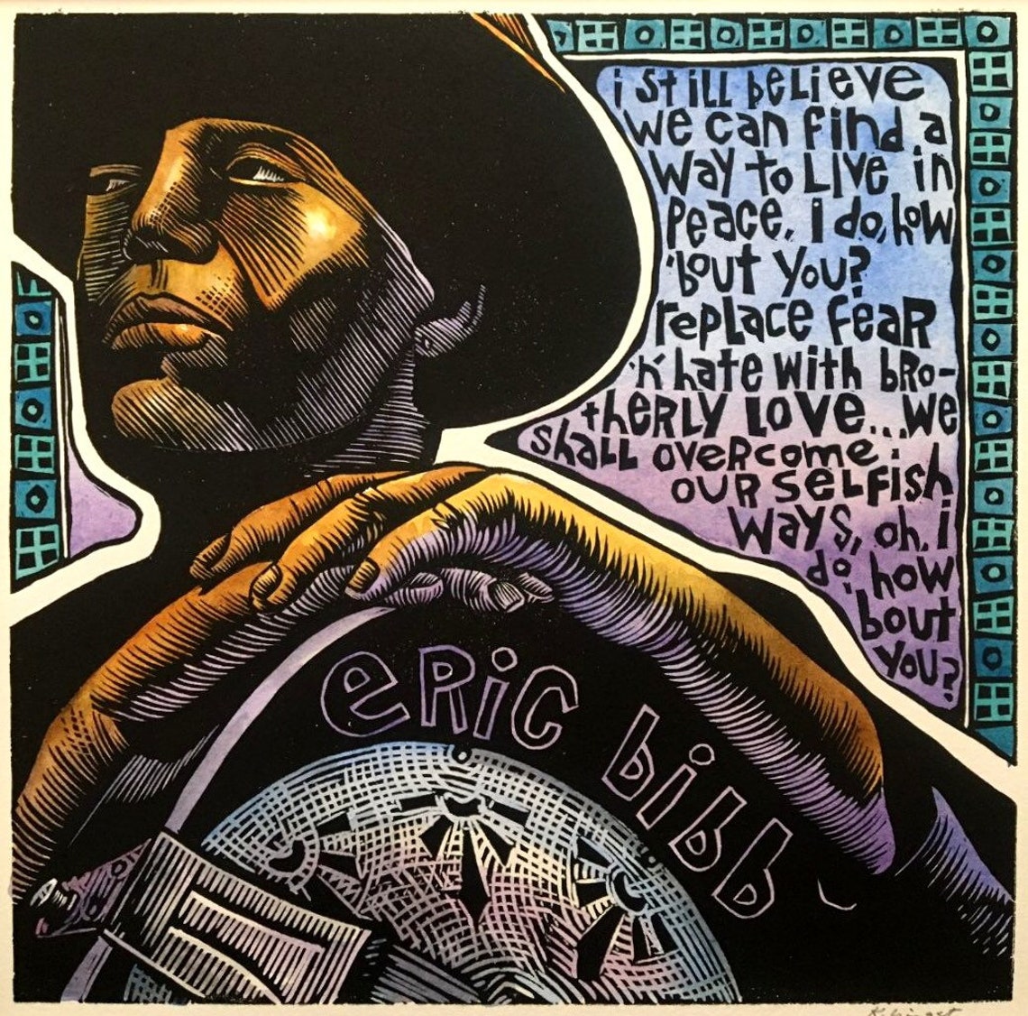 Eric Bibb Original Blues Folk Art Painted Block Print - Etsy