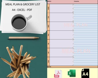 Weekly Meal Planner & Grocery List - Etsy