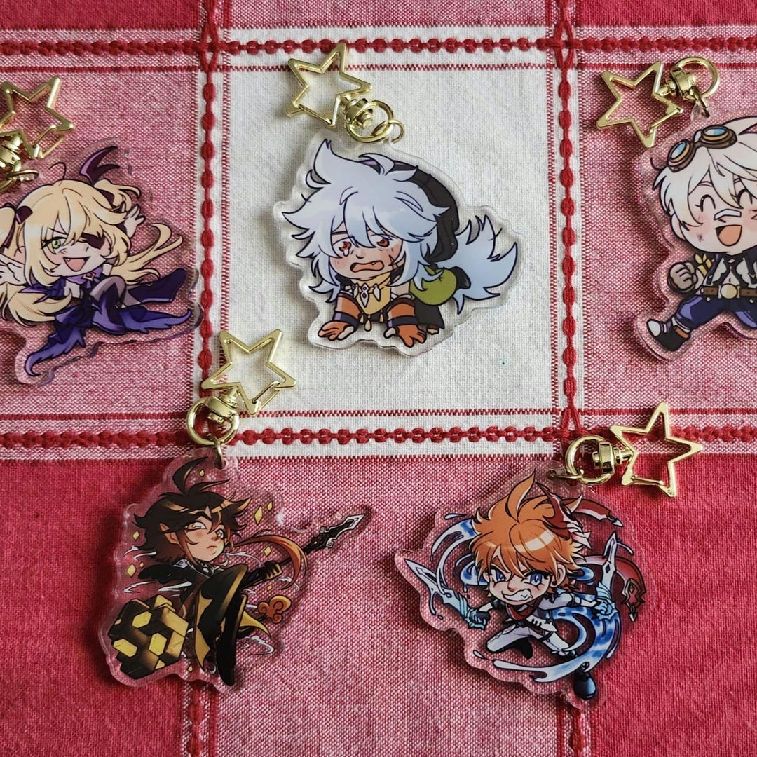 Genshin Impact Keychains (zhongli, Childe, Razor, Fischl, Bennett) - Etsy