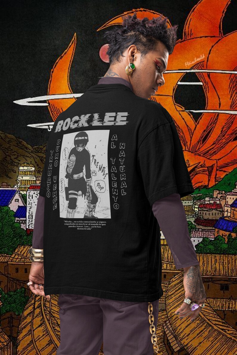Oversized Naruto Tee, Rock Lee T-shirt, Men's Heavy Shirt, Anime ...