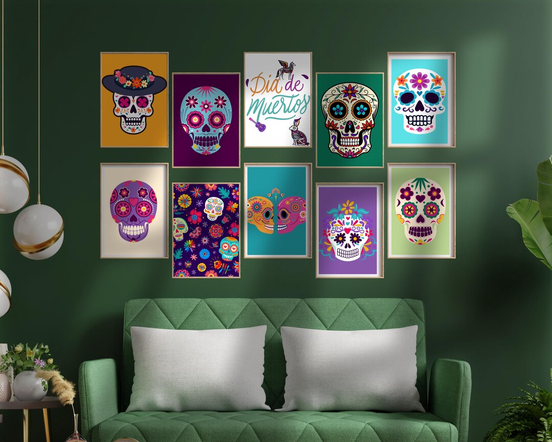 Set of 10 Dia De Los Muertos Wall Art I Day of the Dead Poster I ...