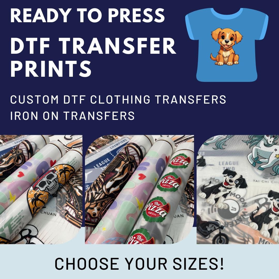 Custom Iron on DTF Heat Transfers, DIY Ready to Apply DTF Iron on ...
