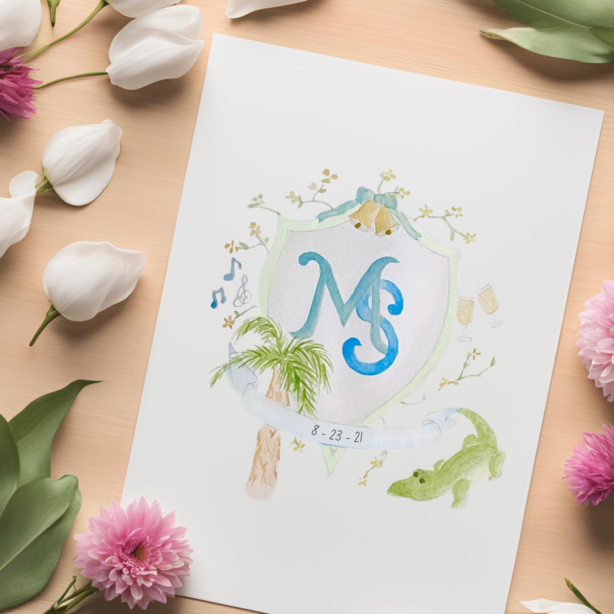 Personalized Anniversary Monogram Crest Painting | Wedding Crest ...