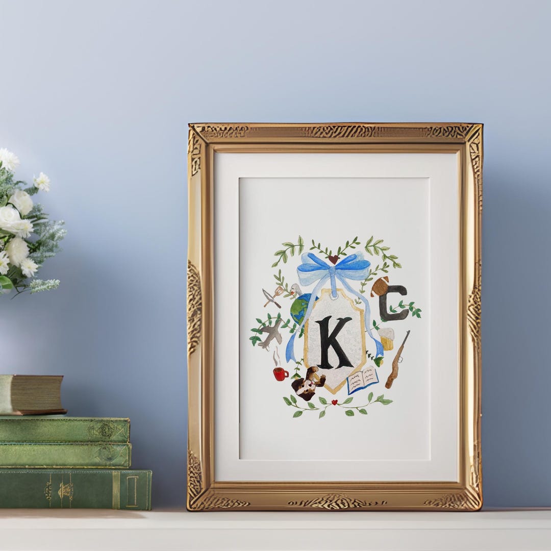 Personalized Hand-painted Watercolor Crest One-of-a-kind Gift Made-to ...