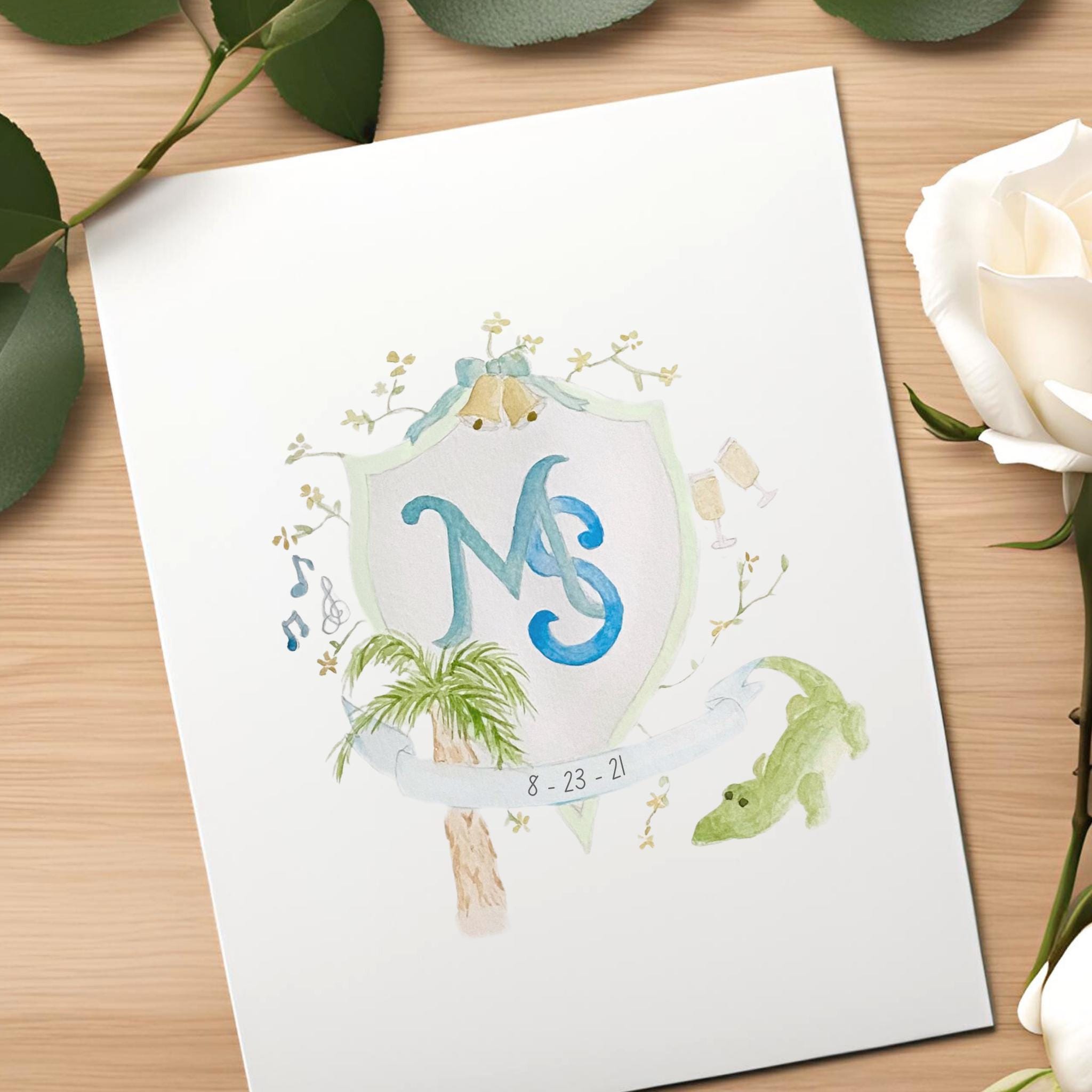 Personalized Anniversary Monogram Crest Painting | Wedding Crest ...