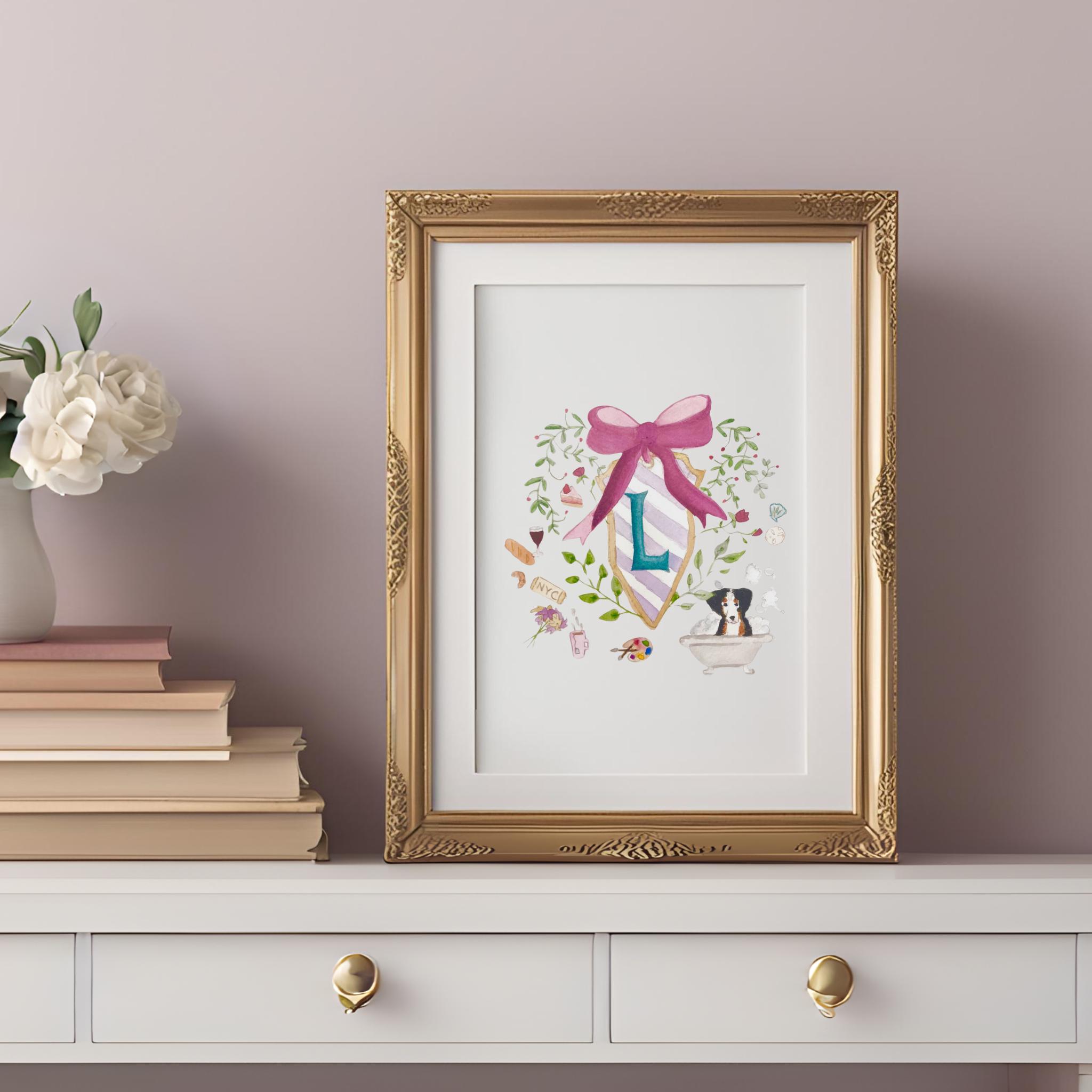 Personalized Hand-painted Watercolor Crest | One-of-a-kind Gift | Made ...