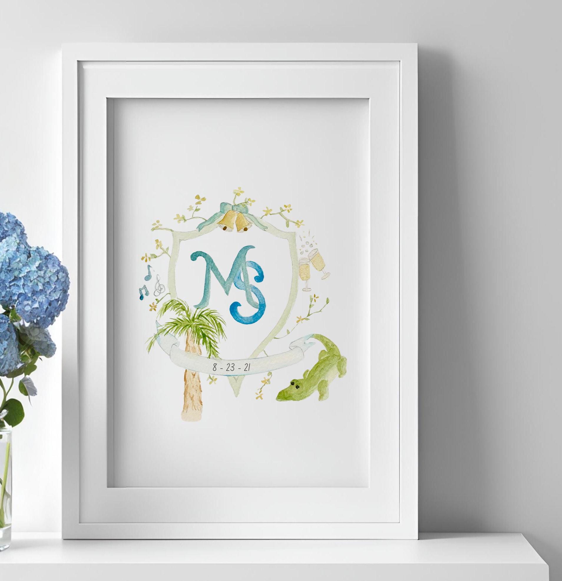 Personalized Anniversary Monogram Crest Painting | Wedding Crest ...
