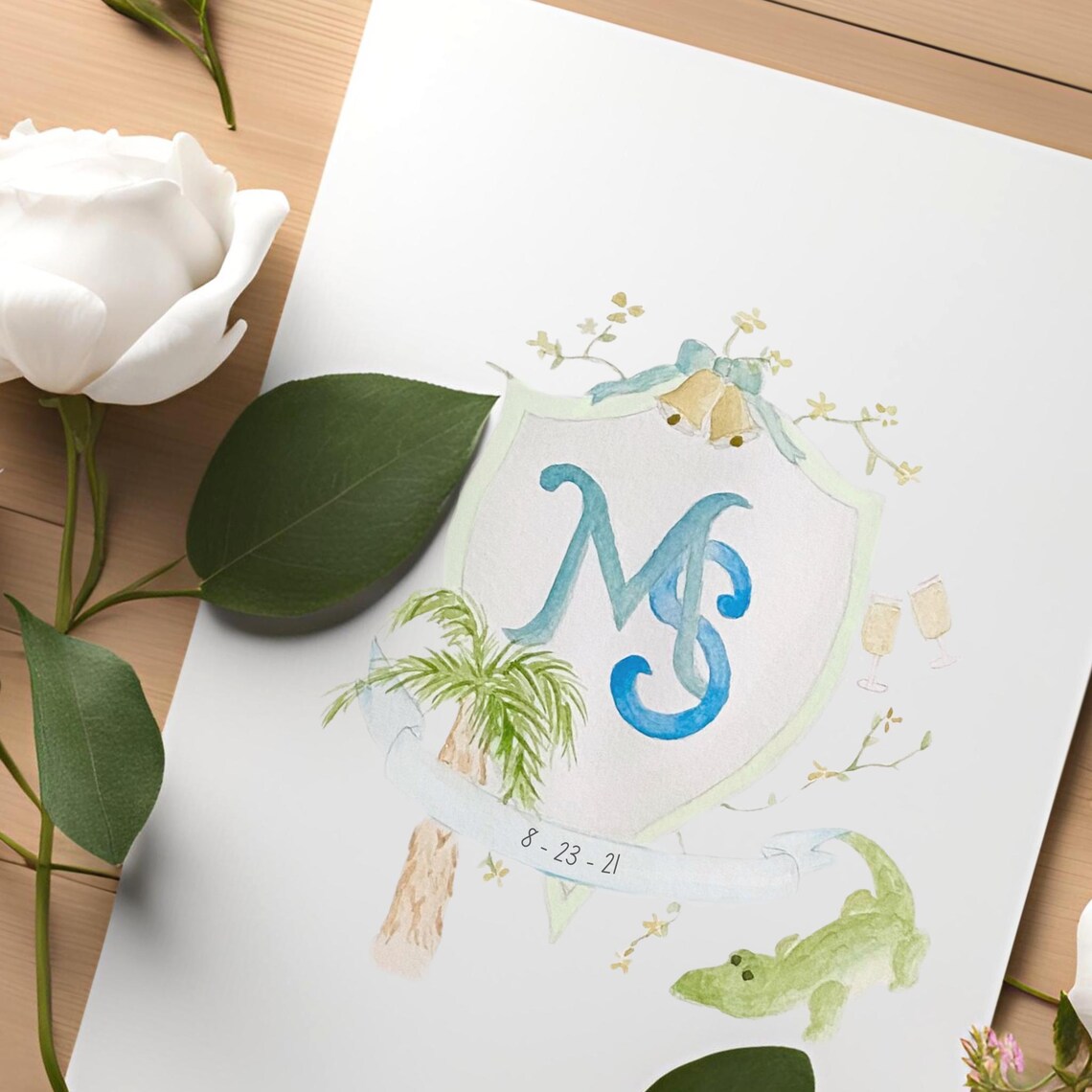 Personalized Anniversary Monogram Crest Painting | Wedding Crest ...