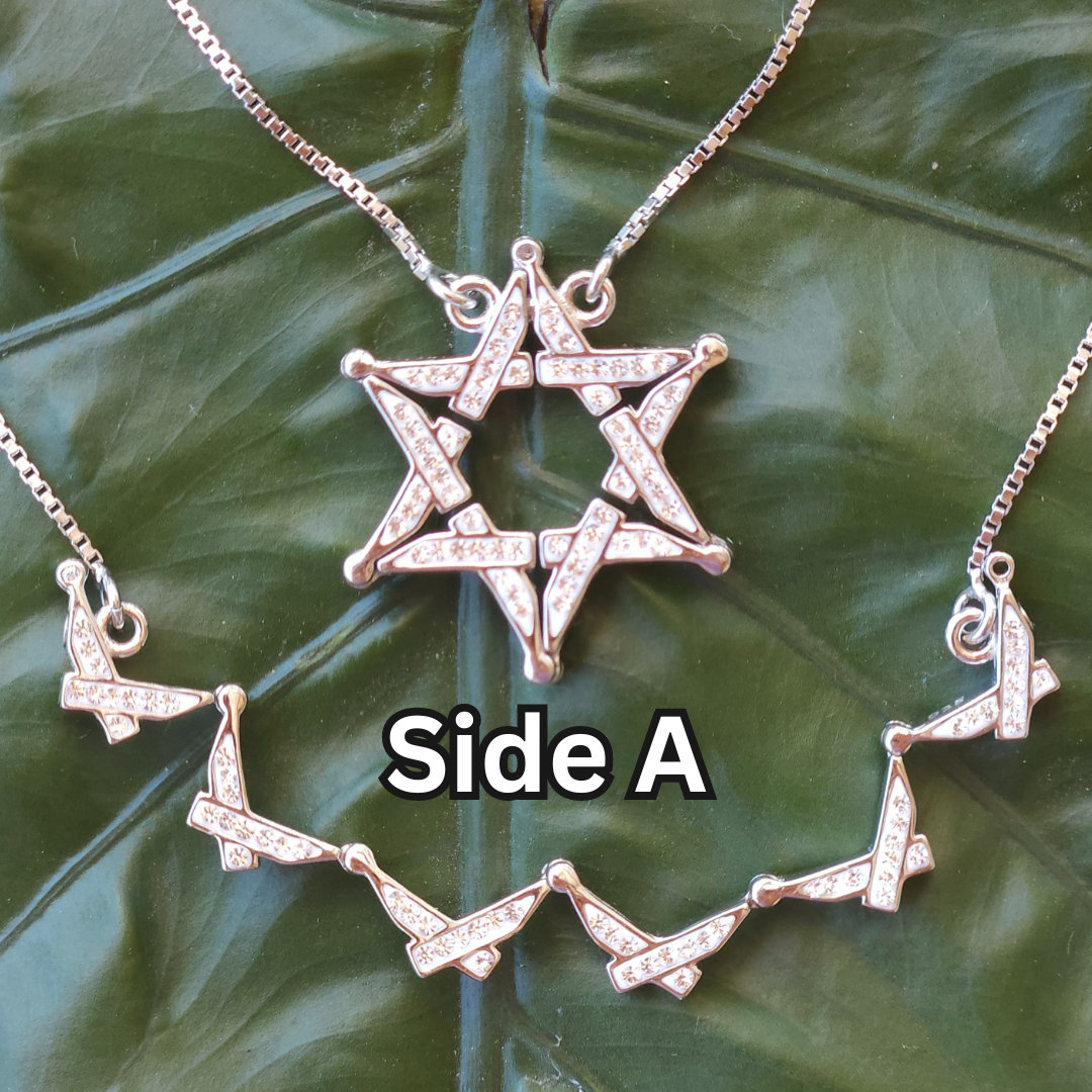 Butterfly Star of David Double-sided Necklace Sterling Silver and ...