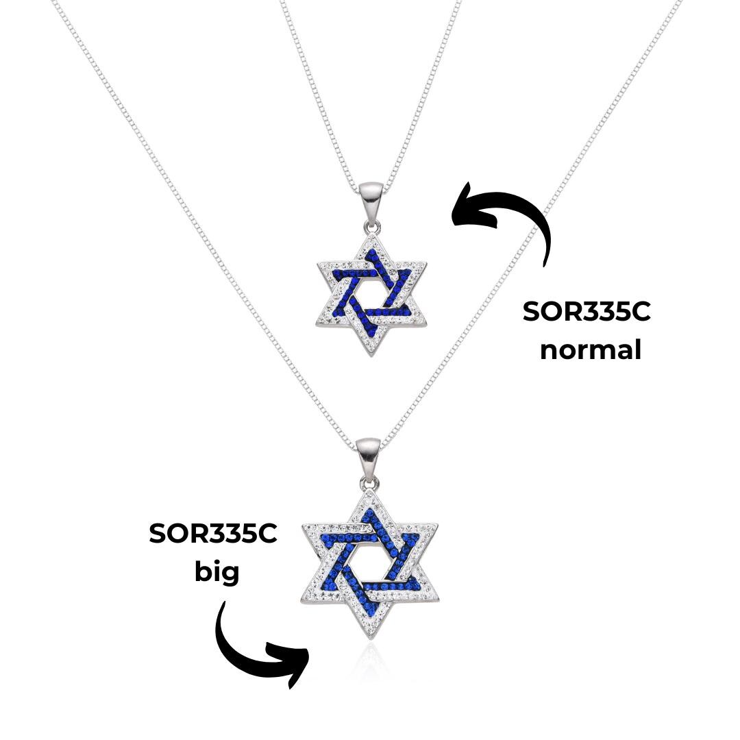 Star of David Necklace Blue and White Zirconia Stones Jewish Heritage ...