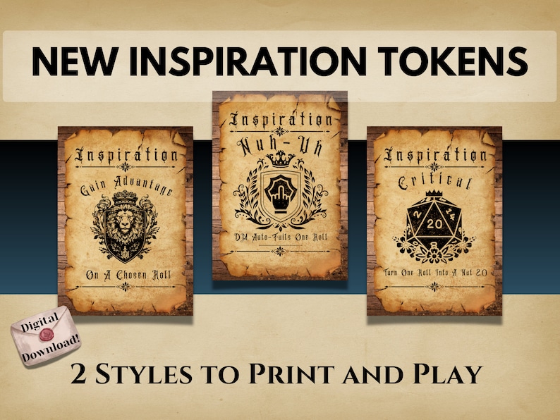 DND Inspiration Cards | Dnd Inspiration Tokens | Dungeon Master Assets ...