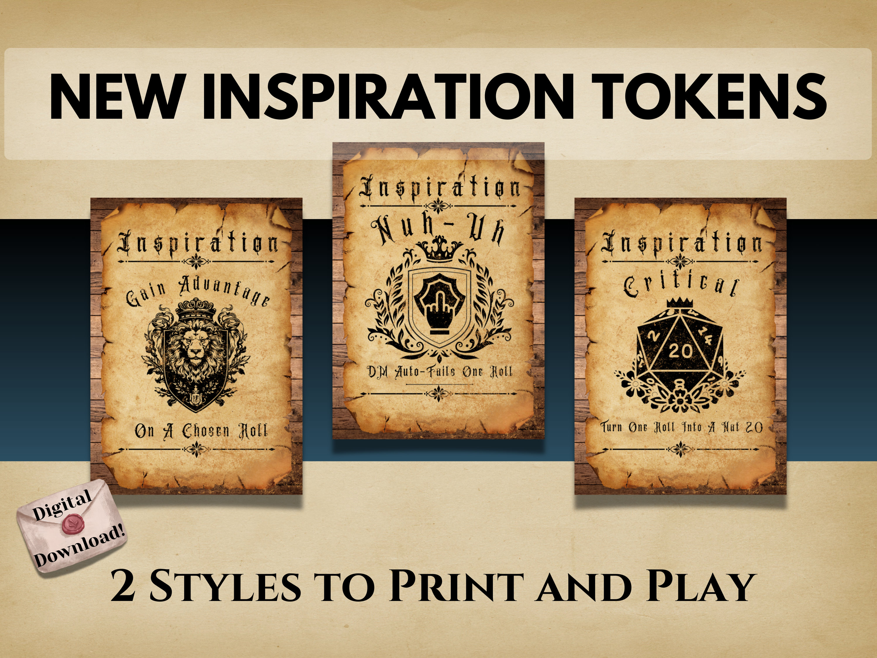 DND Inspiration Cards | Dnd Inspiration Tokens | Dungeon Master Assets ...