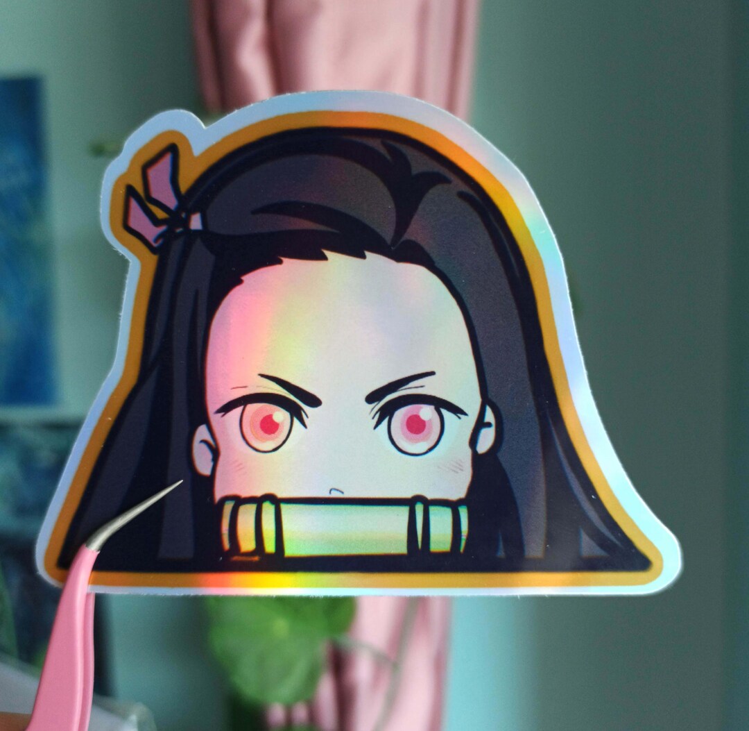 Nezuko Kamado Vinly Hologram Sticker, Anime Sticker , Nezuko Chibi ...
