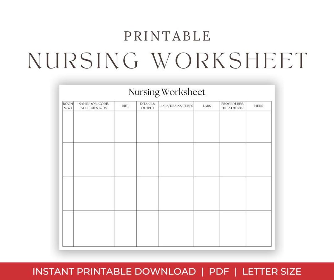 Simple Nursing Worksheet, Nurse Worksheet, Nursing Brain, Nurse Brain ...