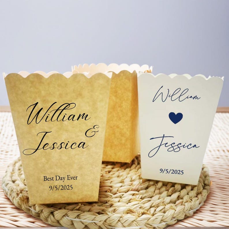 Mini Popcorn Box, Popcorn Wedding, Personalized Favor Gift Box, Custom ...