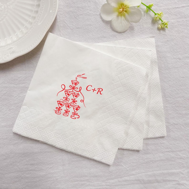 Custom Champagne Tower Wedding Napkins, Personalized Napkins for ...