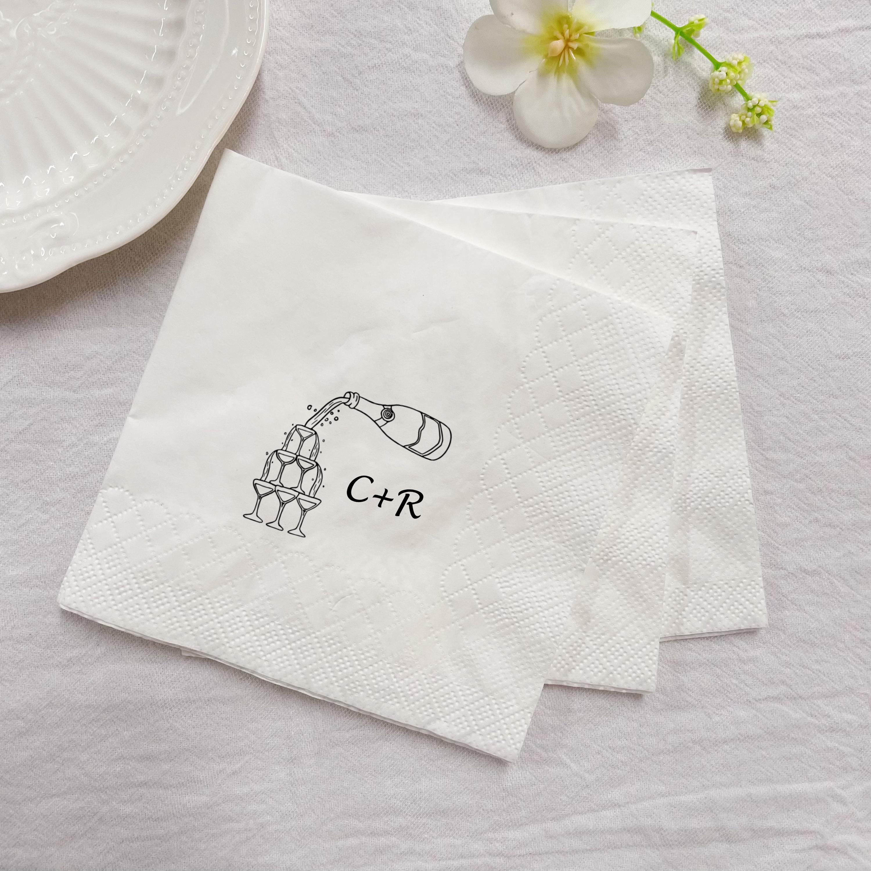 Custom Champagne Tower Wedding Napkins, Personalized Napkins for ...