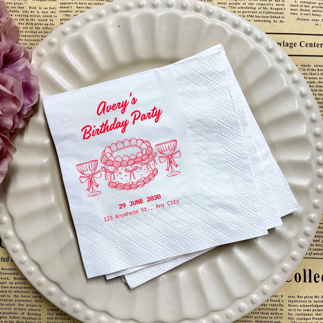 Custom Birthday Napkins, Birthday Party Napkins, Birthday Party Decor ...