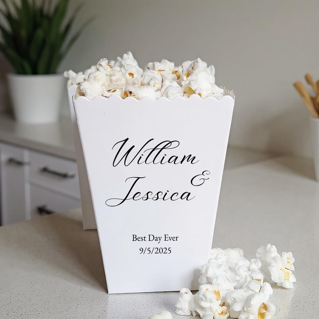 Mini Popcorn Box, Popcorn Wedding, Personalized Favor Gift Box, Custom ...