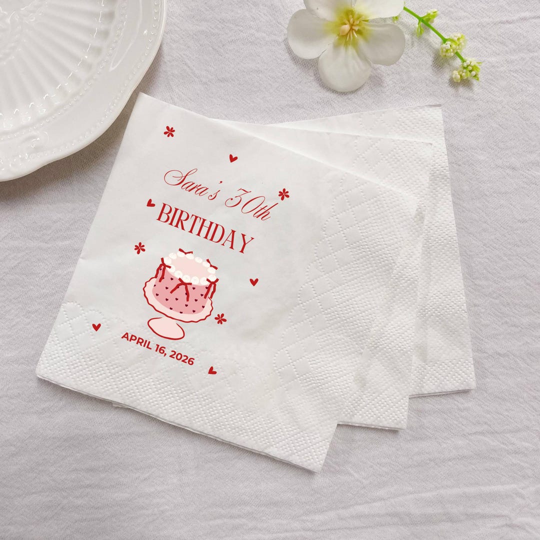 Custom Birthday Napkins, Birthday Party Napkins, 30th Birthday Napkins ...