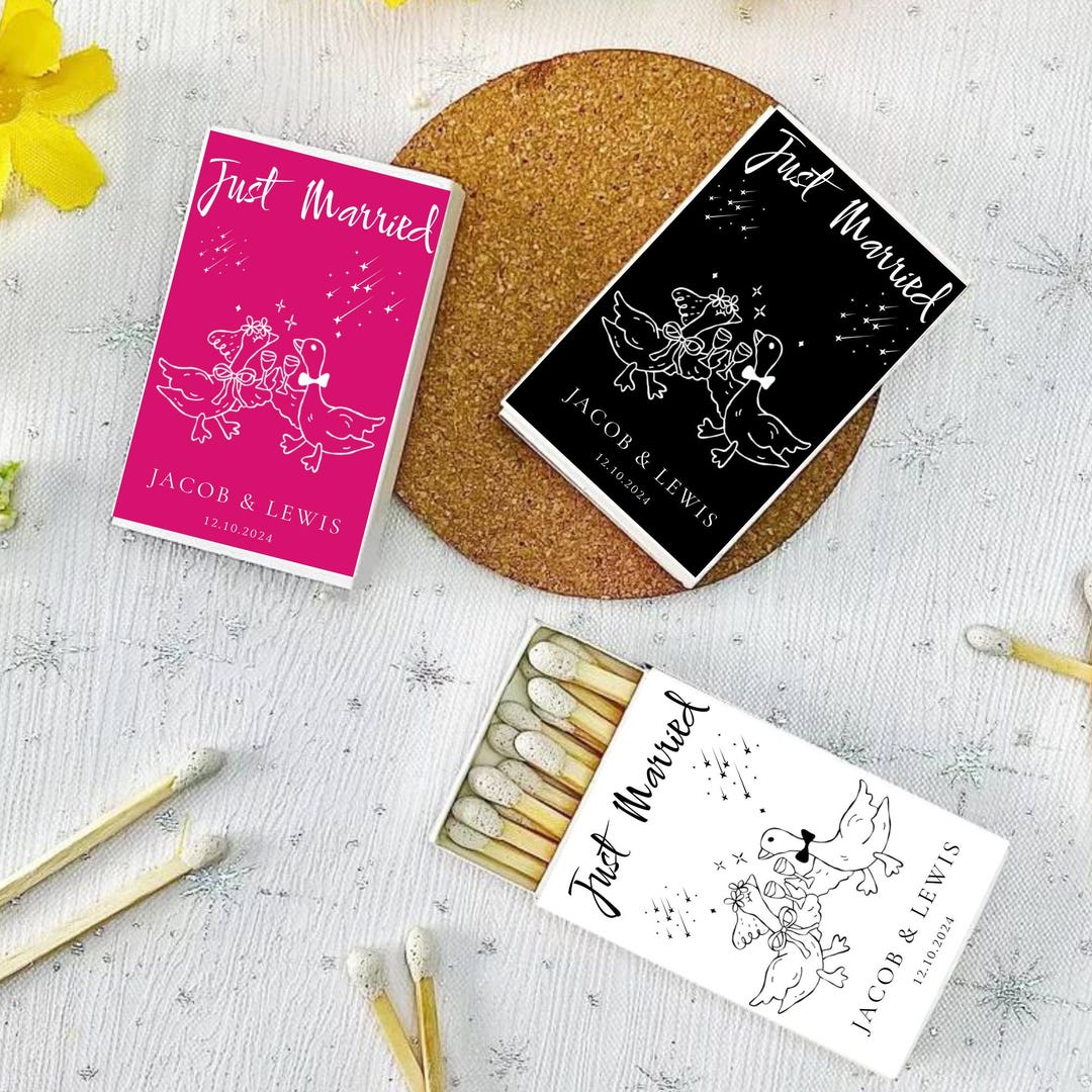 Custom Matchbooks for Bulk Wedding Favors, Matchboxes Personalized With ...