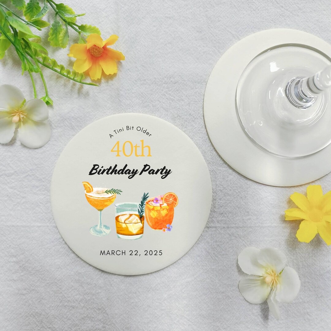 Personalized Birthday Coasters, Custom Birthday Party Favor Coasters ...