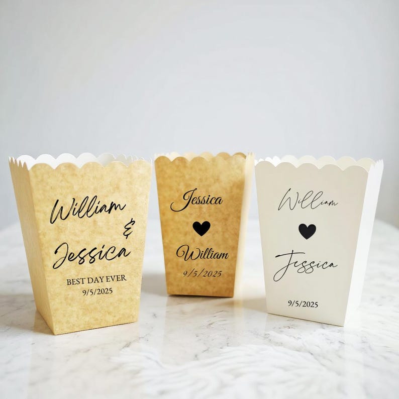 Mini Popcorn Box, Popcorn Wedding, Personalized Favor Gift Box, Custom ...