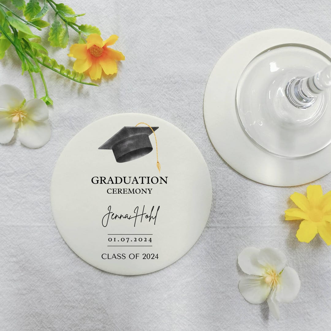 Custom Graduation Paper Coasters, Class of 2025 Grad Announcement ...
