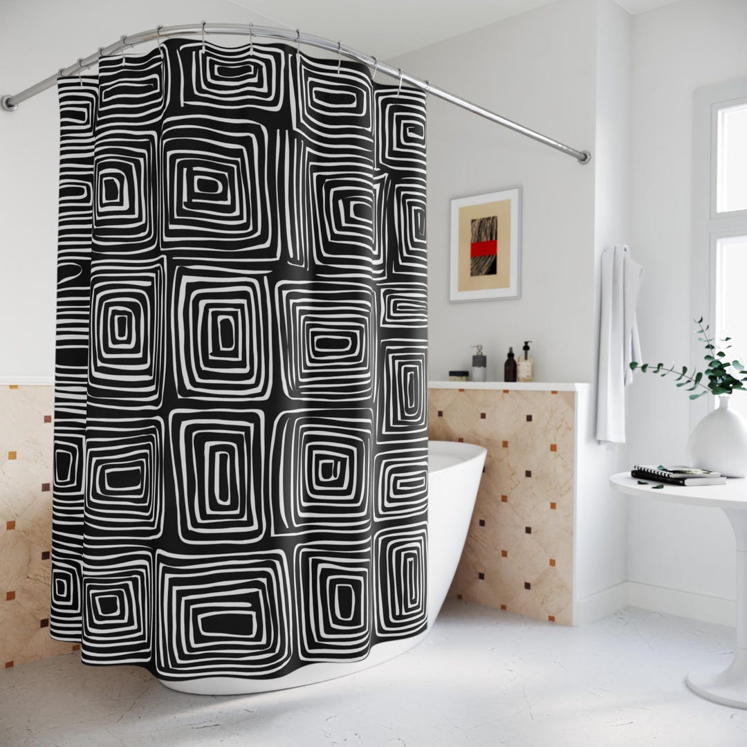 The Labyrinth Collection - Modern Abstract Shower Curtains, Bathroom ...