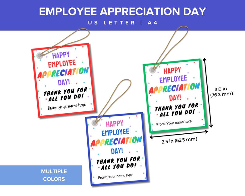 Employee Appreciation Day Gift Tags, Employee Appreciation Tags ...