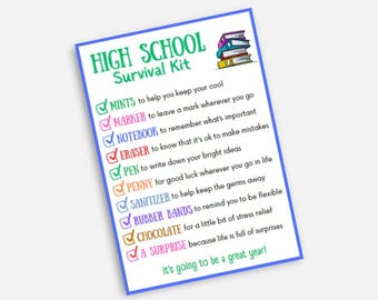 Middle School Survival Kit Gift Tag, First Day of School, Instant ...