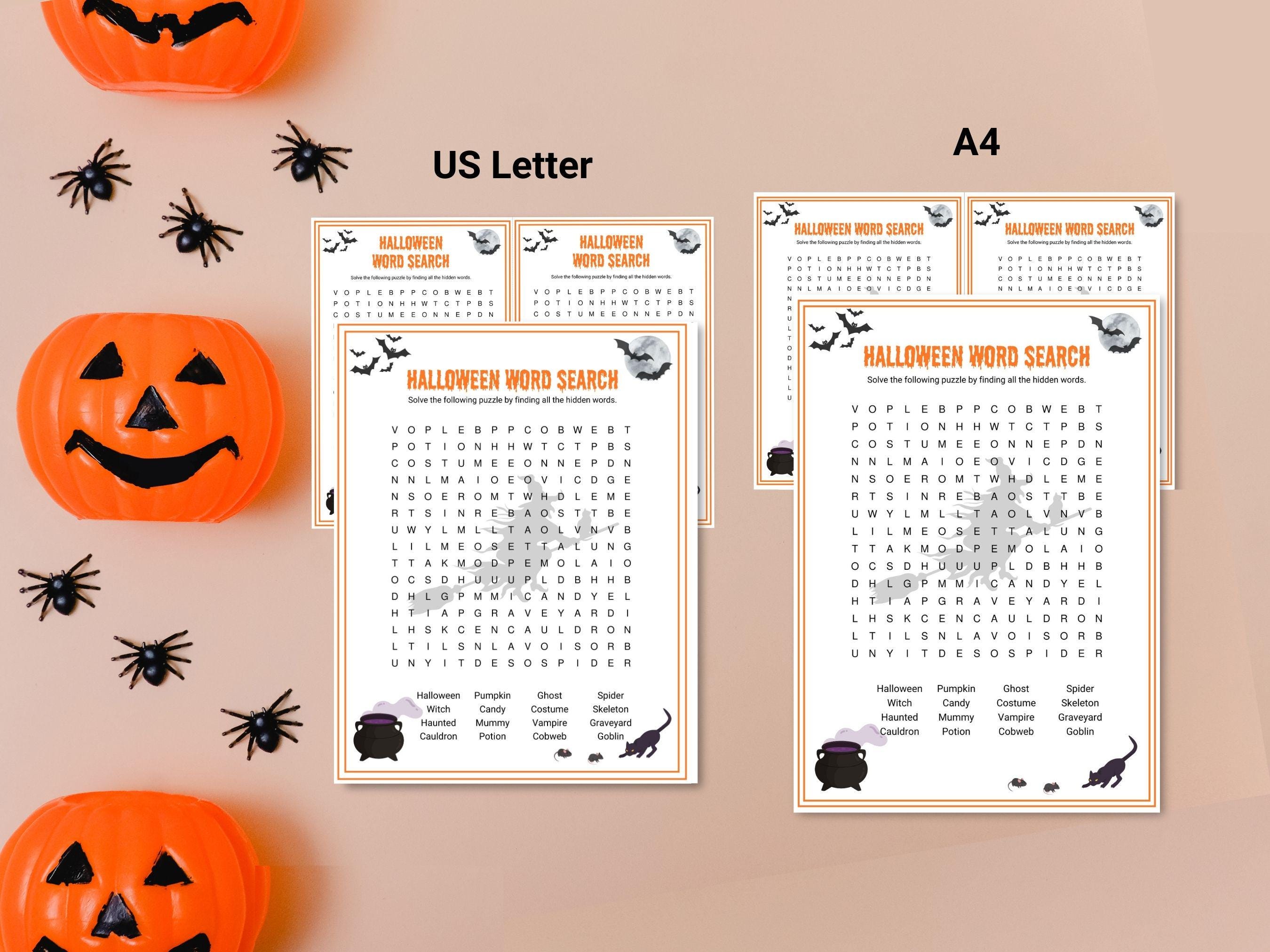 Halloween Word Search, Printable Halloween Word Find, Halloween Party ...