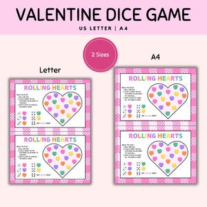 Valentine’s Day Dice Game, Roll-a-heart, Rolling Hearts, Valentine Day ...