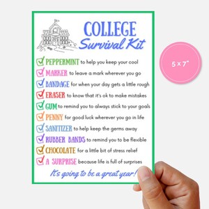 College Survival Kit Gift Tag, Welcome to College, 5x7” Printable ...