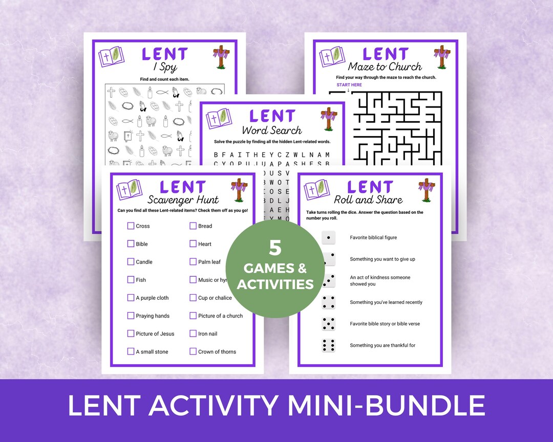 Lent Activity Bundle, Lent Printables, Lent Game Bundle, Kids Lent ...