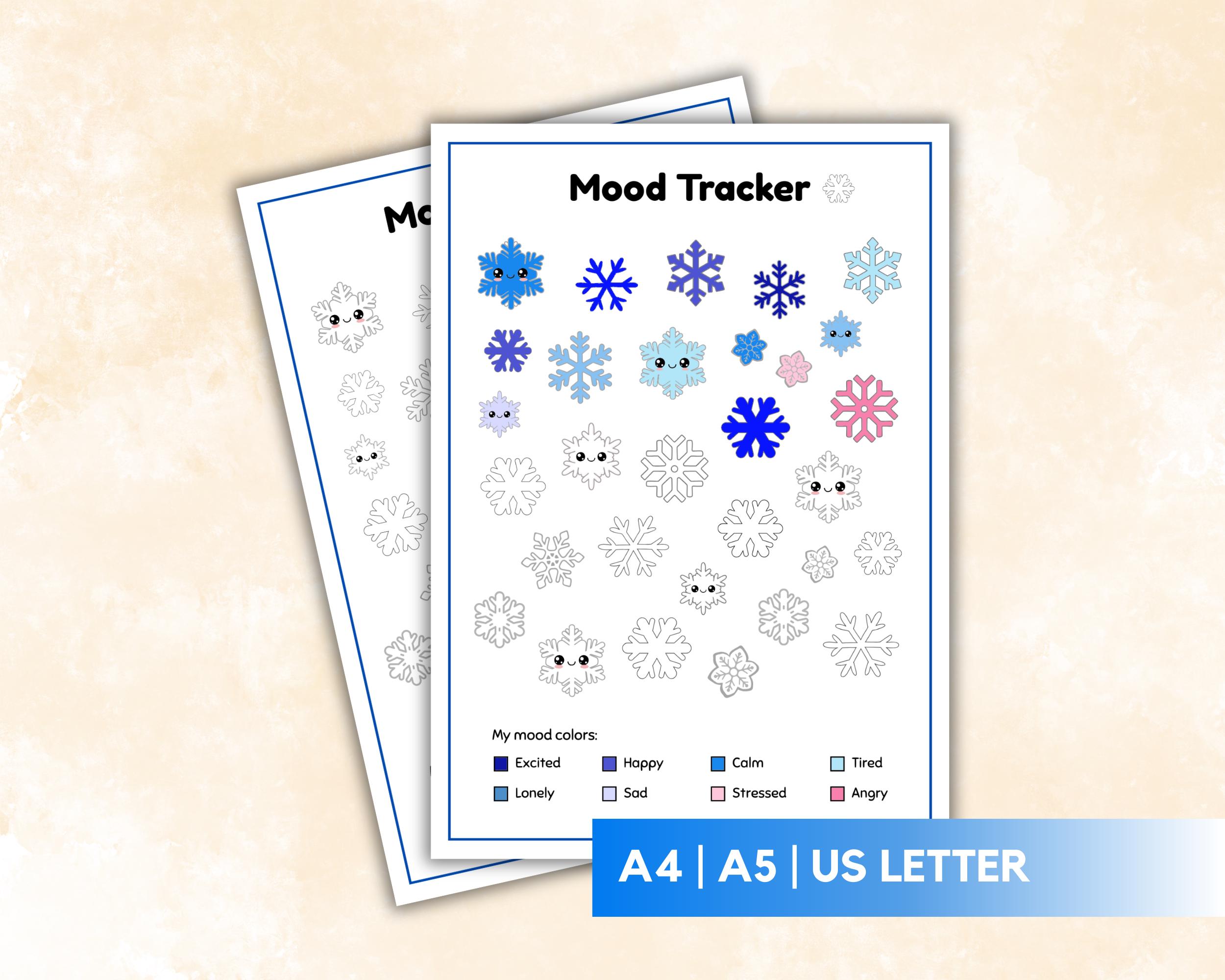 Snowflake Mood Tracker Printable, Kawaii January Mood Tracker, Winter ...