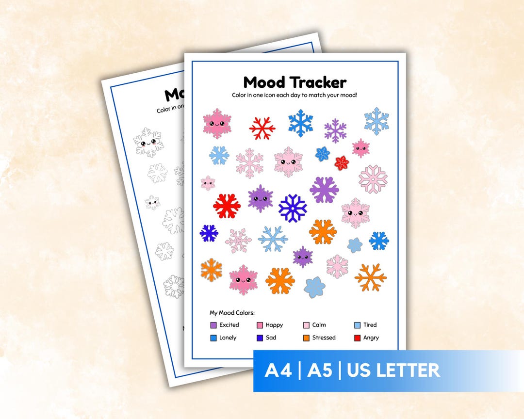 Snowflake Mood Tracker Printable, Kawaii January Mood Tracker, Winter ...