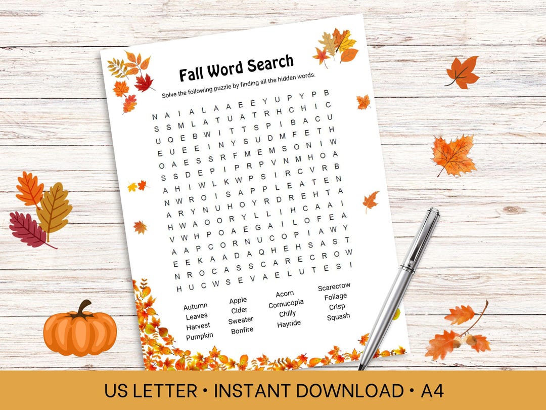 Fall Word Search, Autumn Word Search, Word Find, Classroom Activity ...