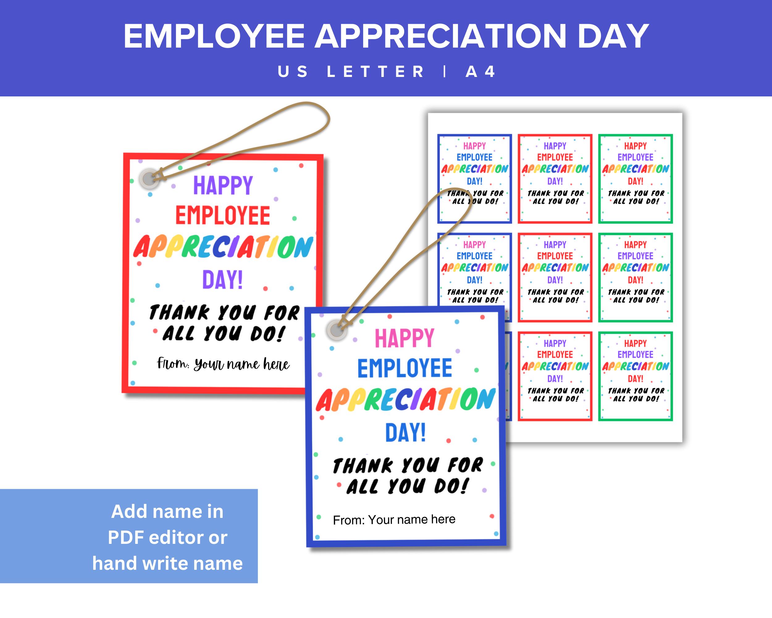 Employee Appreciation Day Gift Tags, Employee Appreciation Tags ...